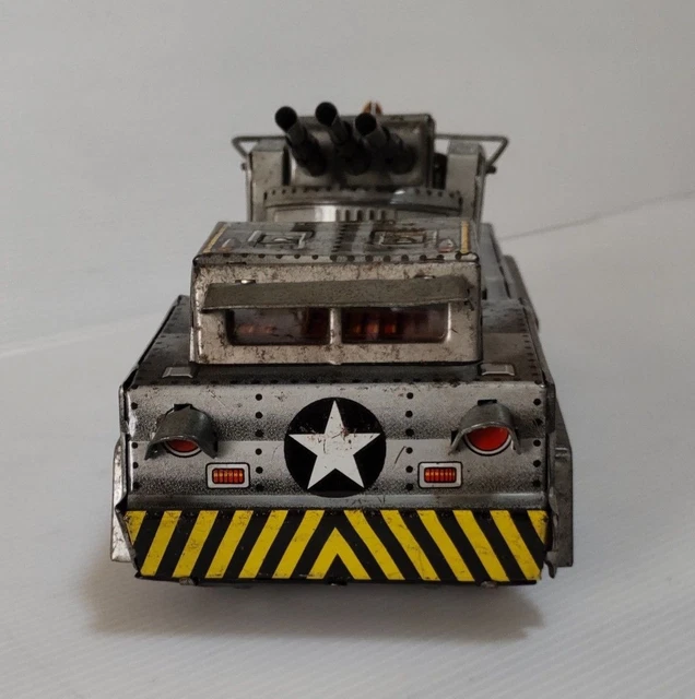 SANKEI GANGU TANK Armored Car 3-Barrel GHalf Track Tin Toy Need repair ...