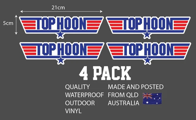TOP GUN FUNNY TOP HOON 3M 4 PK STICKER / DECAL 210x 50mm Drift JDM Race ...