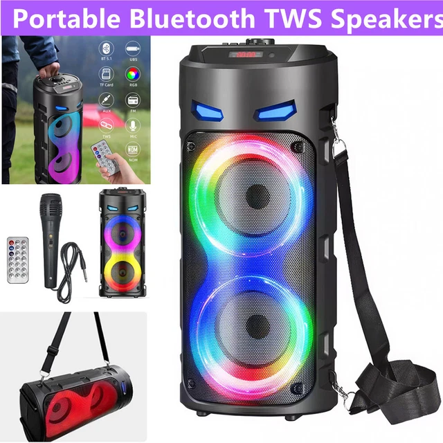 WIRELESS PORTABLE BLUETOOTH Speaker with Mic Subwoofer Bass Party ...