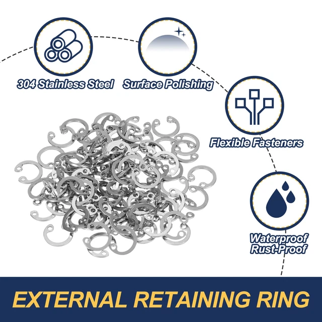 100 PCS 10MM ID Internal Retaining Rings E-Clip Snap Ring 304 Stainless ...