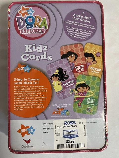 NICKELODEON DORA THE Explorer - Kidz Cards 4 Games Collectible Tin Nick ...