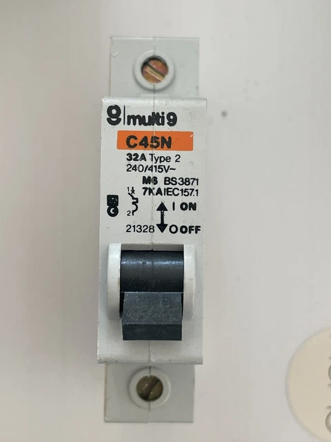 MERLIN GERIN MULTI 9 C45N M6 Type 2 32A Single Pole C45N132 MCB £4.00 - PicClick UK