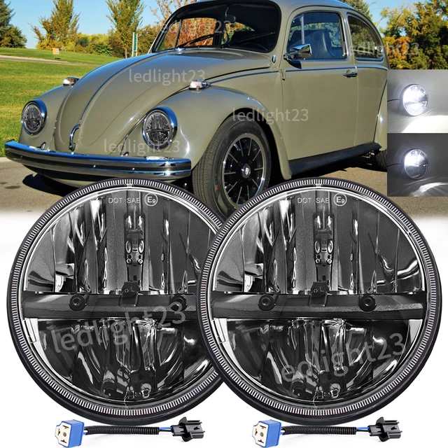 MOT PAIR 7&INCH LED Headlight Hi/Lo sealed beam Light Fit for VW Beetle ...