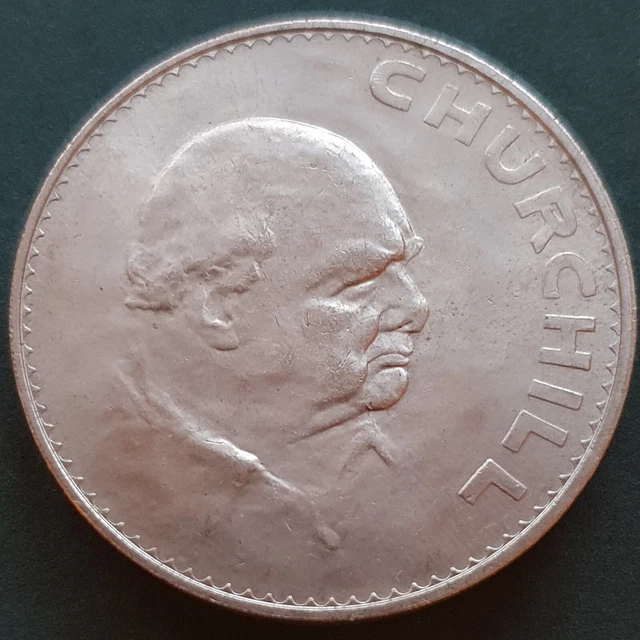 1965 WINSTON CHURCHILL Silver Colour Crown Coin Prime Minister WW2 VE ...
