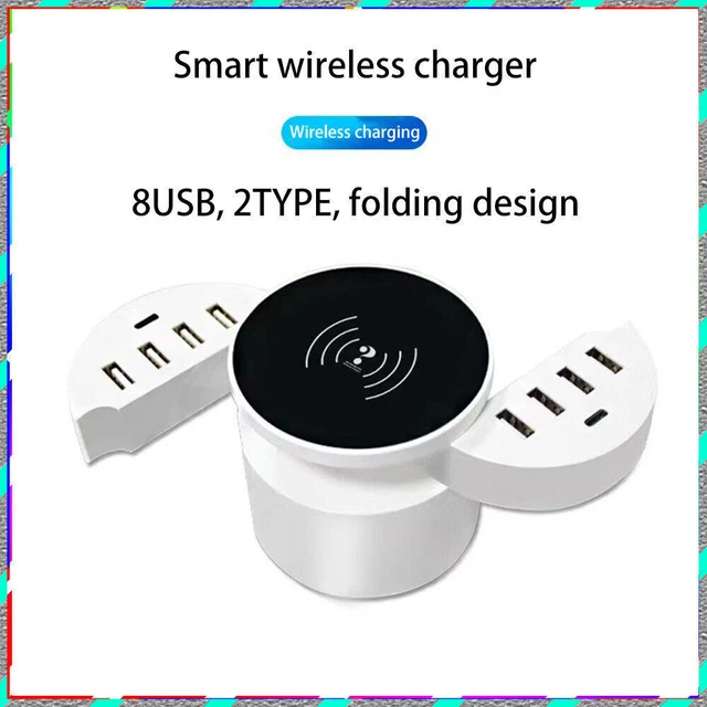 MULTIFUNCTIONAL AC 8USB+2TYPE-C+WIRELESS charging adapter Wireless ...