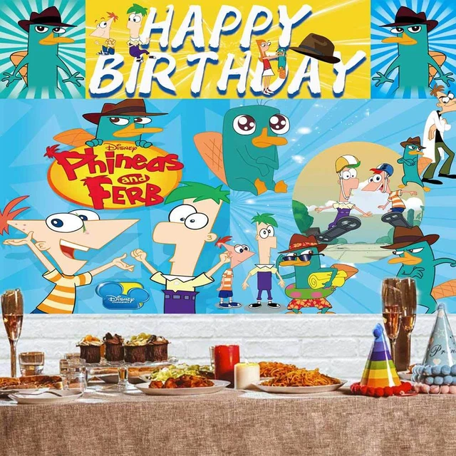 PHINEAS AND FERB Happy Birthday Backdrop Banner Background Cartoon ...