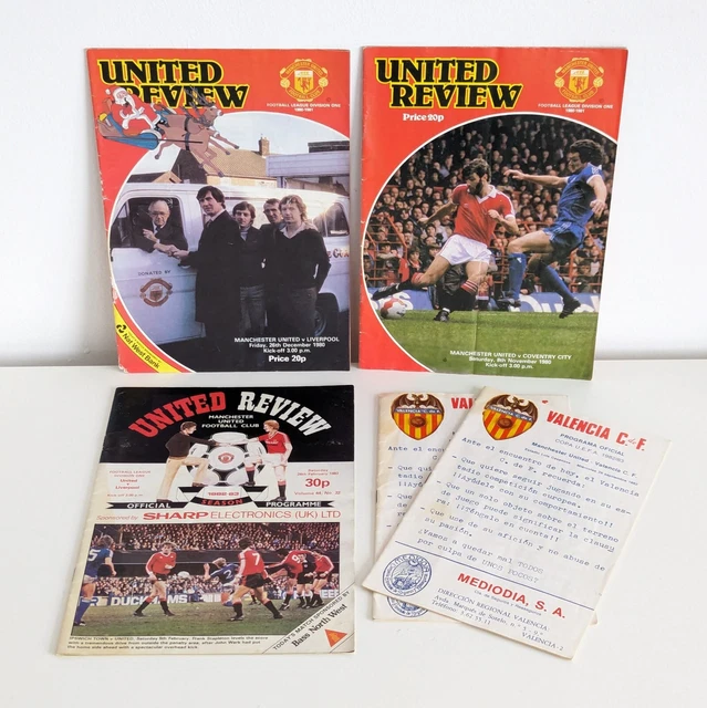 MANCHESTER UNITED FC Football Programmes, United Review, Vintage 1980s ...