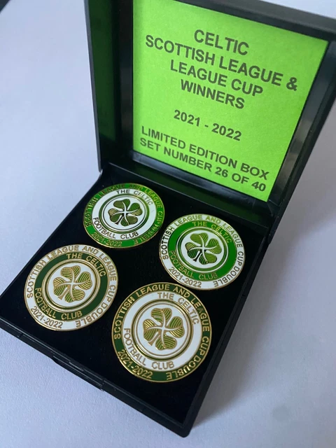 CELTIC FOOTBALL CLUB FC Badge Enamel SCOTTISH PREM & LGE CUP LTD ED Pin ...