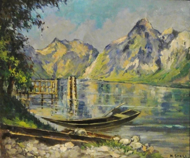 MARGARETE STALL (1871-1937) Gemälde: BLICK VON KESSEL AUF DEN KÖNIGSSEE / Boote EUR 432,00 ...