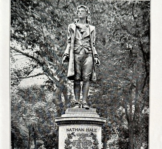 NATHAN HALE MEMORIAL Statue Tombstone Architecture 1899 Victorian Design DWKK23 £14.69 - PicClick UK