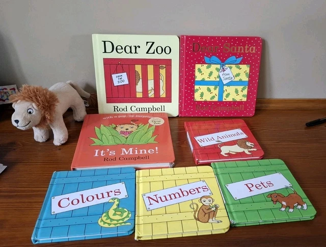 ROD CAMPBELL DEAR Zoo Book & Plush Lion 7 Books Santa Numbers Colours ...