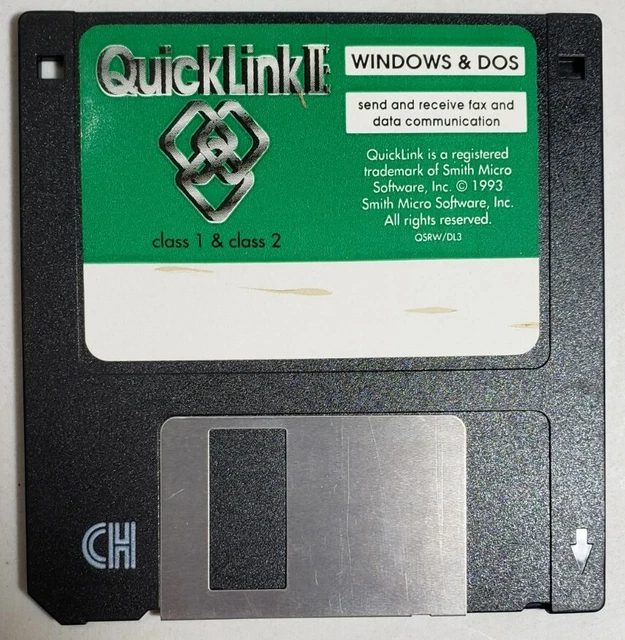 LOGICIEL INFORMATIQUE VINTAGE SmithMicro QuickLink II 1993 Windows & DOS 3,5" disquette EUR 16 ...