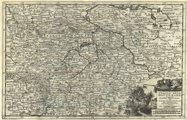 SASSONIA TURINGIA ORIGINALE Colorato Incisione Cartina Geografica Van ...