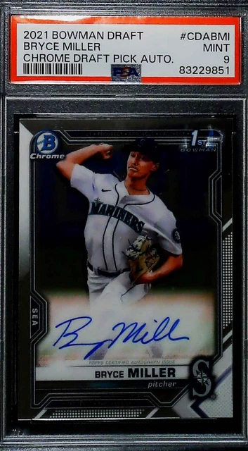 2021 BOWMAN CHROME Draft Autograph Bryce Miller 1st AUTO Rookie PSA 9 ...