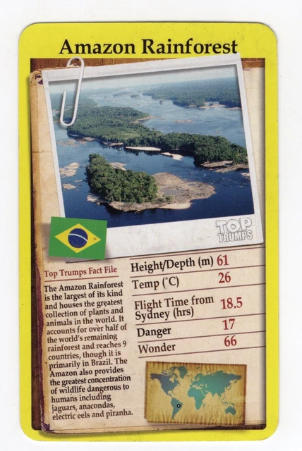 TOP TRUMPS CARD. Wonders of the World Brazil, Amazon Rainforest EUR 3 ...