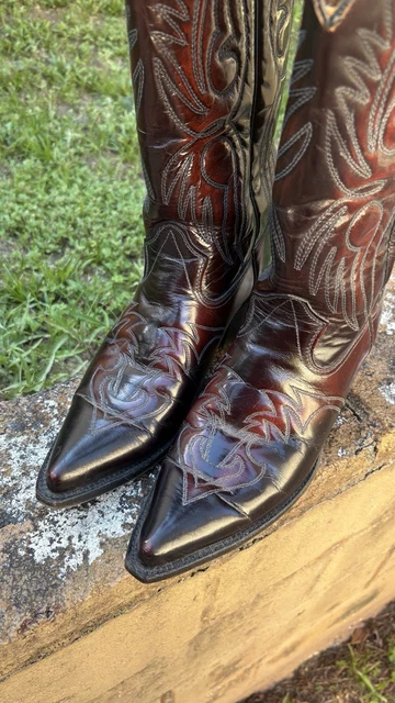 VINTAGE TEXAS BOOT Co Western Boots Oxblood Leather 10.5D Sniptoe £121. ...