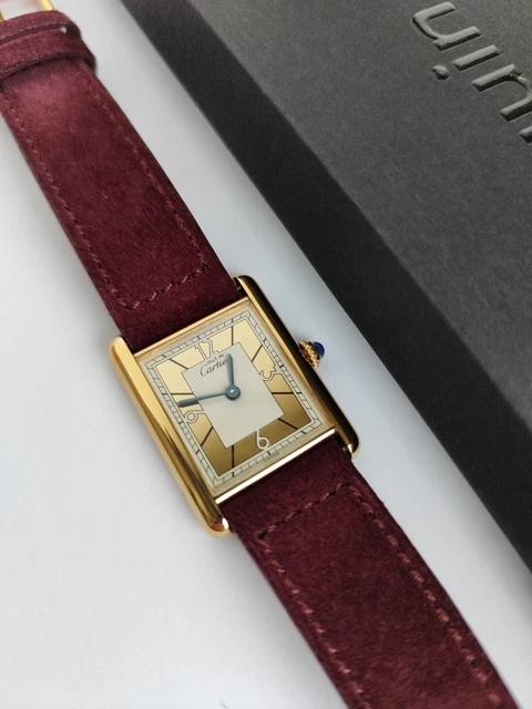 RARE CARTIER TANK Watch Limited Edition 1/500 Gold Sector Dial Midsize ...