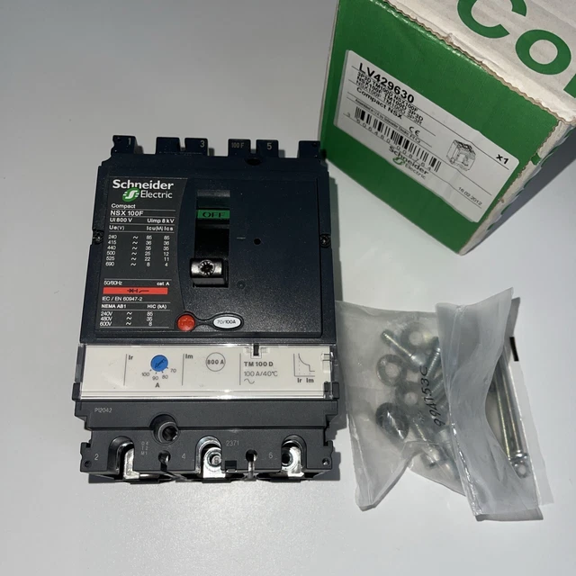 SCHNEIDER 100 AMP 100A 36kA TRIPLE POLE TP 3P MCCB NSX100F TM100D VAT ...