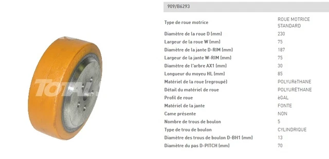 DRIVE WHEEL HYSTER 230 75 30 mm Pallet Truck Stacker Electric Parts £ ...