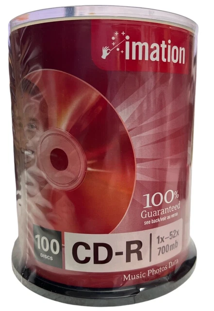 IMATION 52X CERTIFIED CD-R 700MB 80 Min 100 Disc Pack Spindle - New! $2 ...
