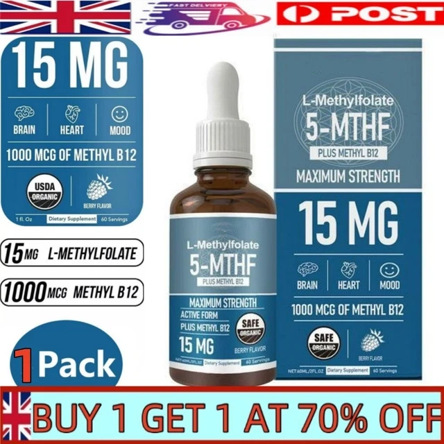 1PC L-METHYL FOLATE 5-MTHF Drops 1000 Mcg - Liquid Vitamins Folate ...