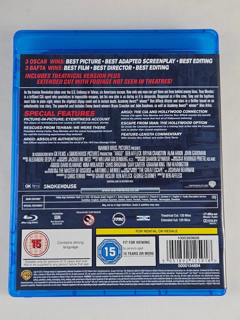 ARGO BLU-RAY REGION B - VGC - Mint Disc $9.95 - PicClick AU