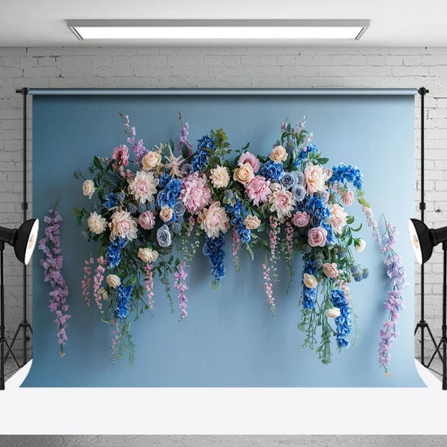 PURE BLUE WALL Colorful Floral Cake Smash Backdrop $35.95 - PicClick AU