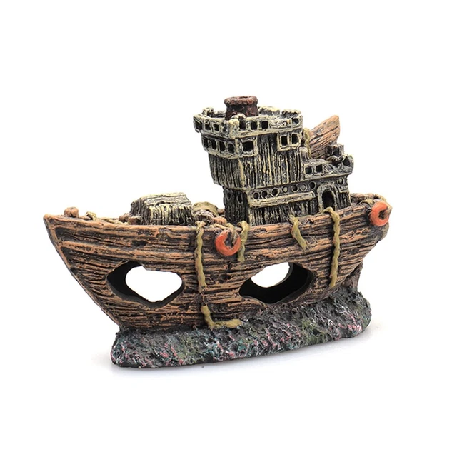 AQUARIUM PIRATE FISH Ship Landscaping Tank Statue Resin 1 PCS U5B45560 ...