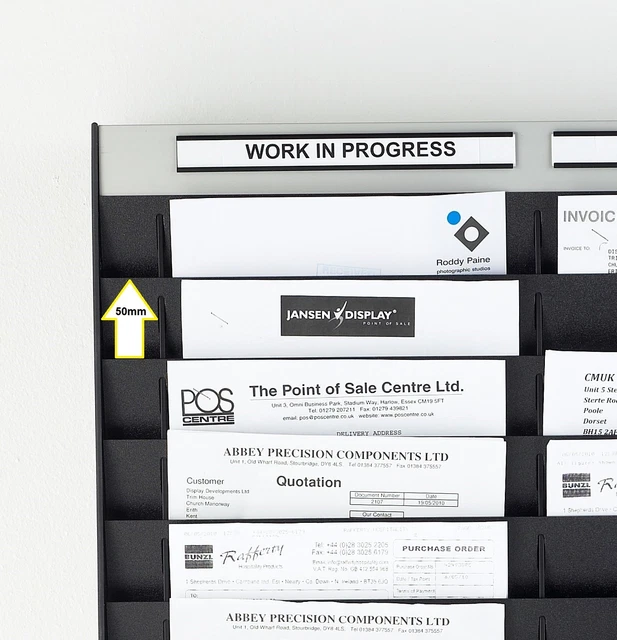 BLACK WORKSHOP JOB Card Wall Rack For A4 Portrait Job Cards - 20 ...