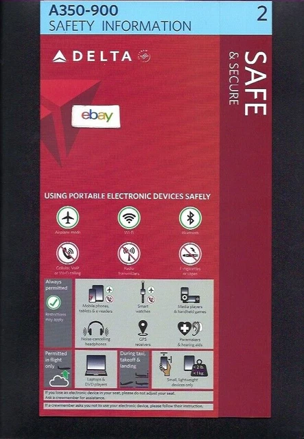 DELTA AIR LINES Airbus A350-900 Safety Card 1/2021 Safe & Secure £4.09 ...