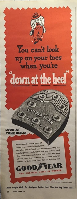 GOODYEAR SHOE HEELS Wingfoot Logo Rubber Vintage Print Ad 1943 £10.98 ...