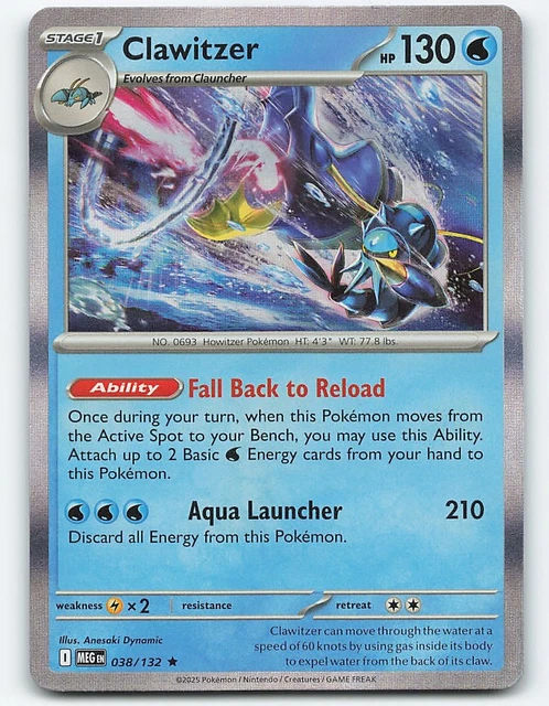CLAWITZER #038/132 HOLO Pokemon Card ME01: Mega Evolution £1.36 ...