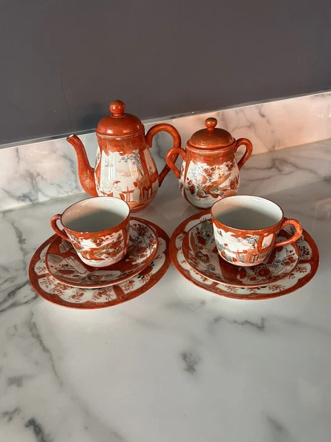 ANTIQUE JAPANESE KUTANI Tea Set Iron Red Meiji Period 8 Piece £59.99 ...