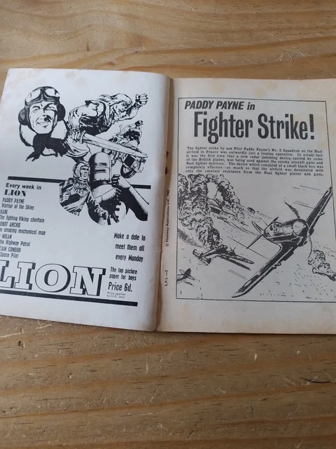 LION PICTURE LIBRARY No 3 PADDY PAYNE in FIGHTER STRIKE! GOOD CONDITION ...
