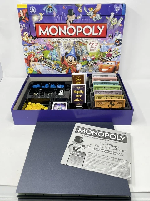 MONOPOLY DISNEY THEME Park Edition III Pop-Up Castle Game 100% Complete ...