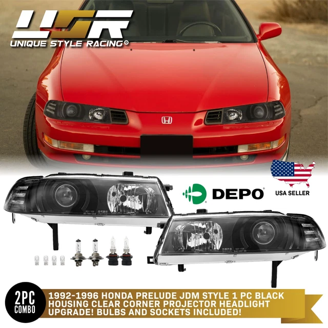 DEPO JDM BLACK Projector Headlight w/Corner Light Pair For 92-96 Honda ...