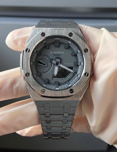 CASIO G-SHOCK GA2100 Custom Casioak AP Royal Oak Mod Silver Strap GA ...