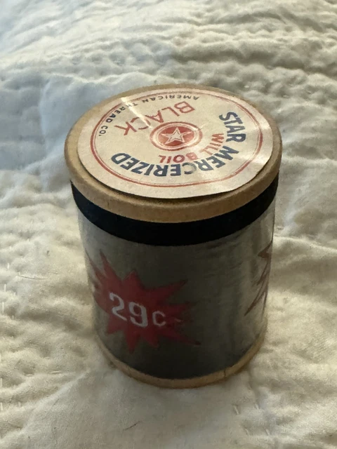 NEW AMERICAN THREAD Co. ‘50’s Black Star Mercerized 225 yds Sz50 Wood ...