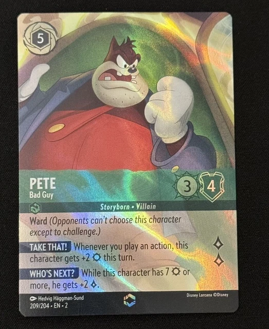 DISNEY LORCANA RISE Of The Floodborn Pete Bad Guy Enchanted Rare #209/ ...