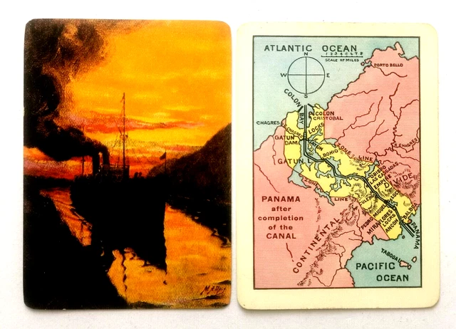 ANTIQUE PLAYING CARDS PANAMA CANAL 6th ED 52 + 1J & MAP CARD 1923 ...