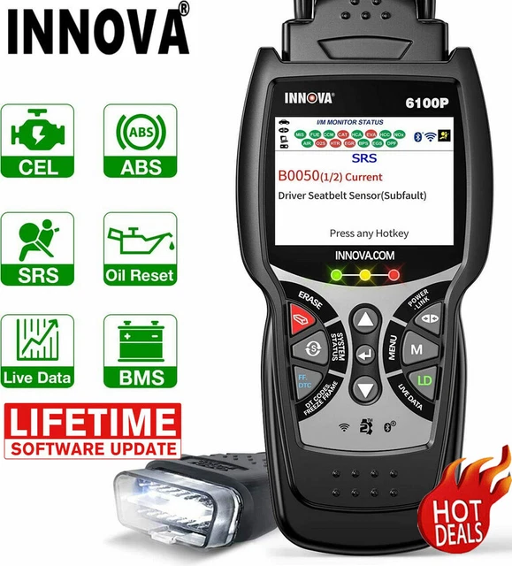 INNOVA 6100P ENGINE BMS Oil Reset Auto Diagnostic Tool OBD2 Scanner ...