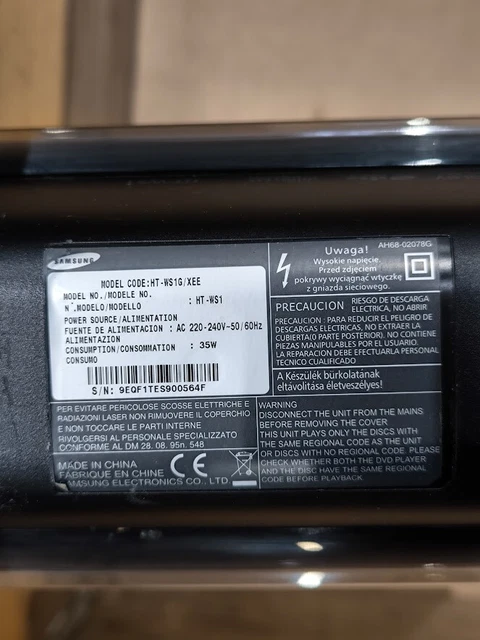 SAMSUNG HT-WS1 SOUNDBAR - For Parts, Signs of Wear £59.11 - PicClick UK