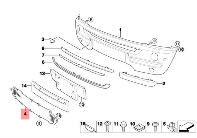 GENUINE MINI COOPER R50 Coupe Front Bumper Lower Chrome Grille OEM ...