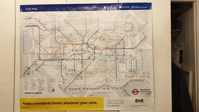 LARGE PRINT TUBE MAP - November 2022, All TFL Routes And Thameslink £16 ...