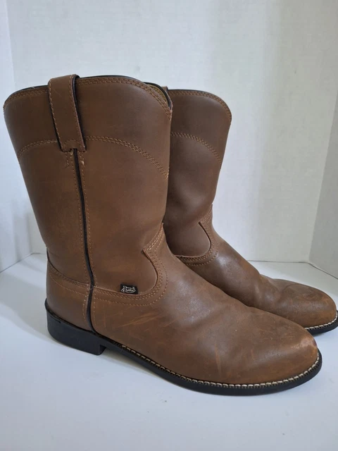 JUSTIN ROPER BASICS Work Boots JBL3001 Brown Mens Size 10D Cowboy Round ...