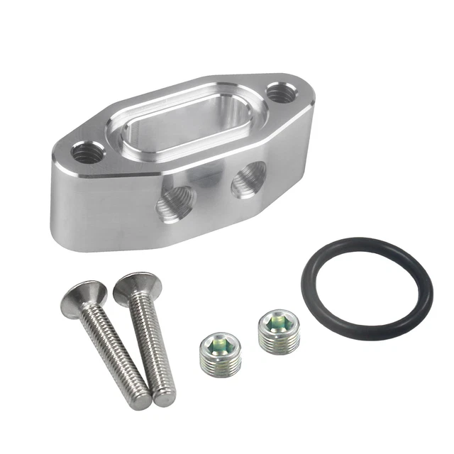 OIL FEED LINE Adapter Plate LS TWIN TURBO DUAL 90°1/8in NPT LS1 LSX Kit ...