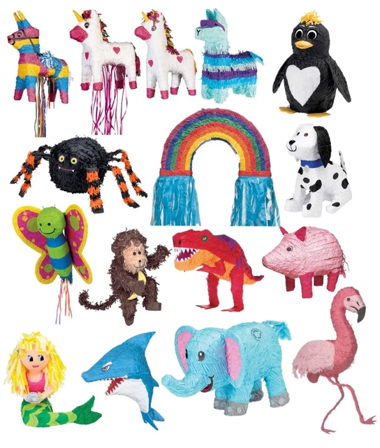 PINATA PARTY GAMES Birthday Bash Pull Mask Stick Kids Adults Animal Fun ...