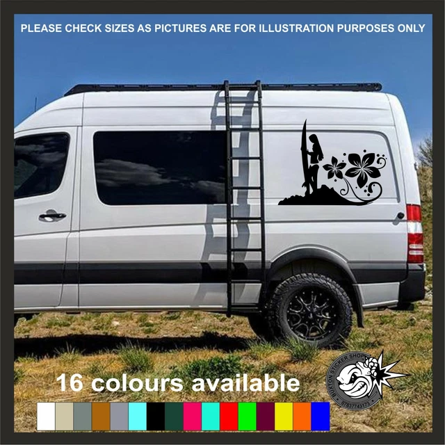 LARGE SURF HIBISCUS Girl Vinyl Sticker Camper Van Motorhome Decal ...