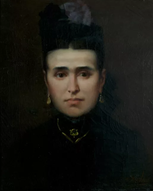 BEAU TABLEAU ANCIEN portrait de jeune femme robe parure ruban bleu ... BEAU TABLEAU ANCIEN portrait de jeune femme robe parure ruban bleu ...