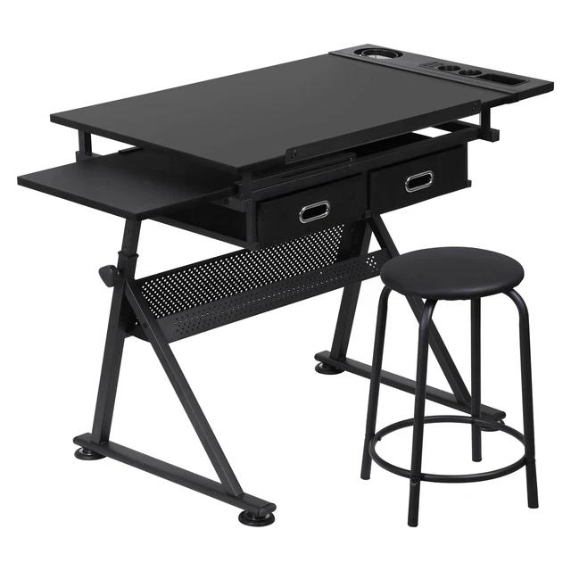 DRAFTING TABLE ART Desk Drawing Table Height Adjustable w/2 Drawers ...